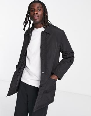 ASOS DESIGN padded trench coat with quilted lining in black | ASOS