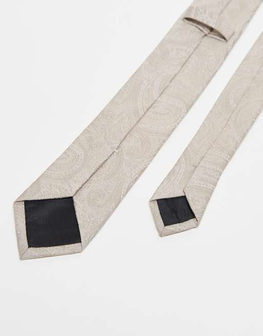 ASOS DESIGN paisley print tie in neutral | ASOS