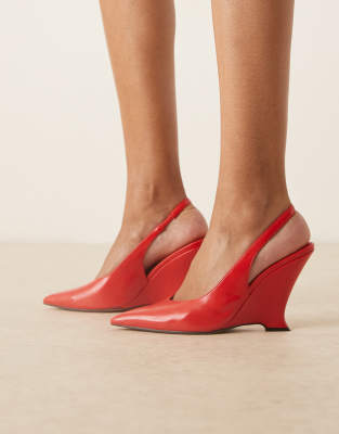 ASOS DESIGN - Palmer - Chaussures compensées à bride arrière - Rouge | ASOS