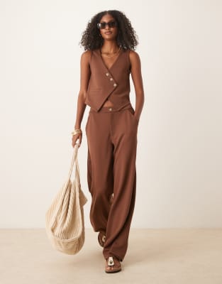 ASOS DESIGN - Pantalon ample en jersey sergé d'ensemble - Chocolat | ASOS