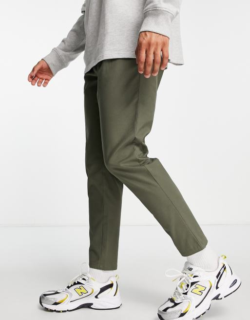 Asos Design Pantalon Chino Coupe Cigarette Vert Délavé Asos