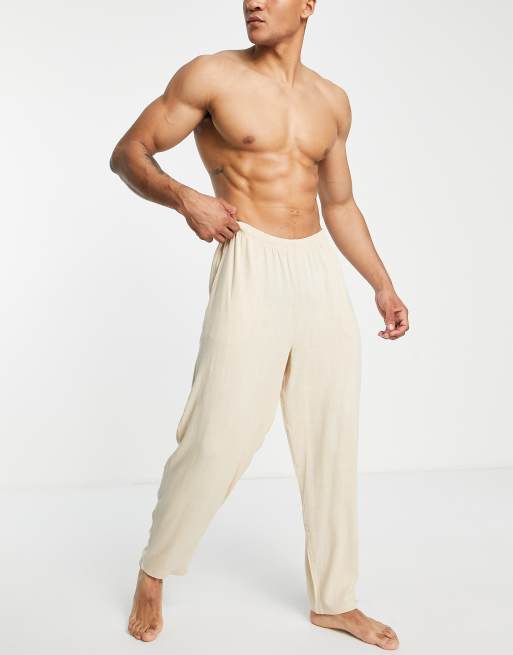 Asos Design Pantalon Confort Imitation Lin Beige Asos