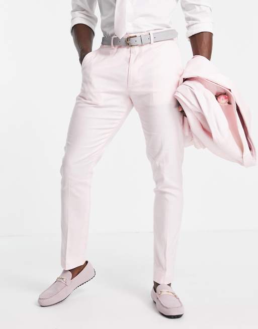 Asos Design Pantalon De Costume De Mariage Ajusté En Lin Et Coton