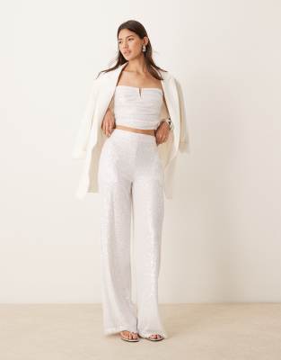 ASOS DESIGN - Pantalon d'ensemble ample à sequins - Blanc | ASOS