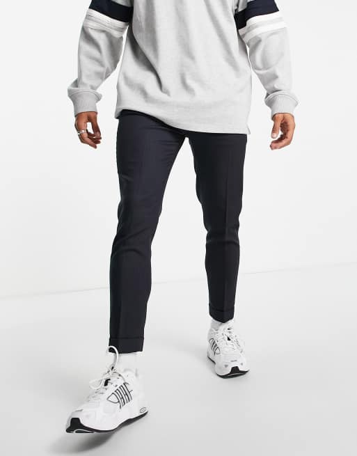 Asos Design Pantalon Fuselé élégant En Tissu Texturé à Ourlet