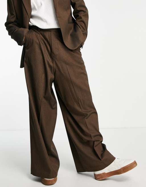 ASOS DESIGN - Pantalon ultra large texturé - Marron | ASOS