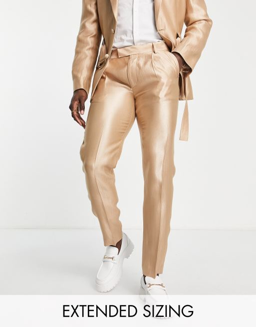 Asos Design Pantaloni Da Abito Affusolati Oversize Oro Metallico Asos