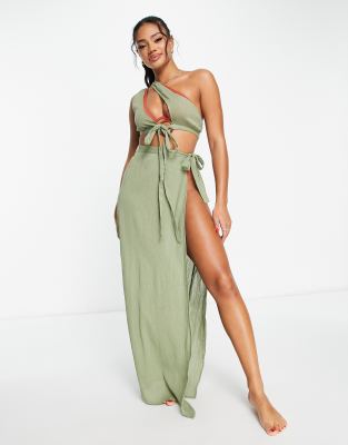 ASOS DESIGN - Paréo d'ensemble de plage effet froissé - Kaki | ASOS