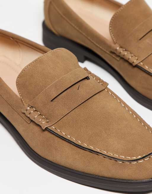 ASOS DESIGN penny loafers in stone | ASOS