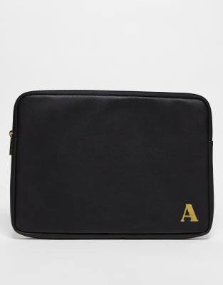 ASOS DESIGN personalised laptop case in initial A in black | ASOS