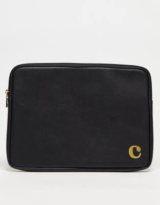 ASOS DESIGN personalised laptop case in initial C in black | ASOS