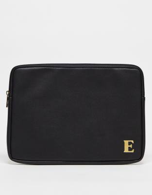 ASOS DESIGN personalised laptop case in initial E in black | ASOS