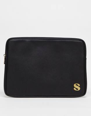 ASOS DESIGN personalised laptop case in initial S in black | ASOS