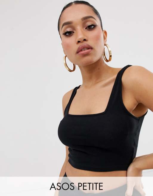 ASOS DESIGN Petite - Caraco court à encolure carrée - Noir | ASOS