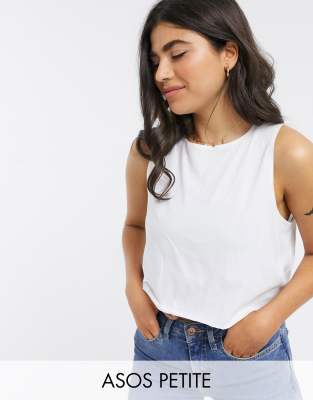 ASOS DESIGN Petite crop swing tank in white | ASOS