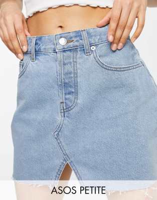 ASOS DESIGN Petite denim 'original' mini skirt in midwash | ASOS