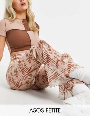 ASOS DESIGN Petite flared pants in sheer abstract print mesh | ASOS