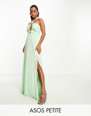 Asos Petite Asos Design Petite Halterneck Channel Mesh Maxi Dress In ...