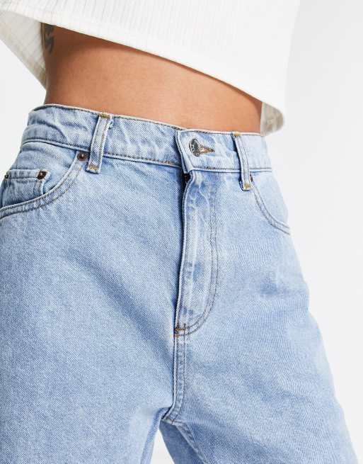 ASOS DESIGN Petite high rise 'relaxed' dad jeans in lightwash | ASOS