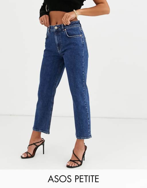 ASOS DESIGN Petite High rise 'slim' straight leg jeans in mid vintage ...