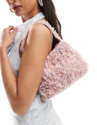 ASOS DESIGN - Pink taske med håndtag med flæser og perler | ASOS