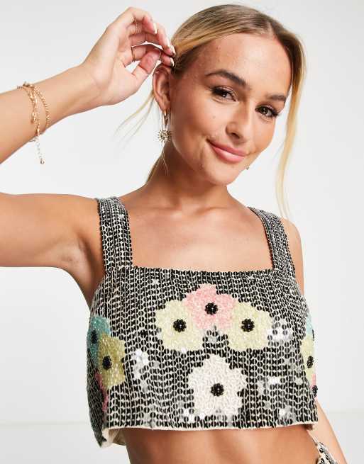 ASOS DESIGN placement floral embellished bra top - part of a set | ASOS