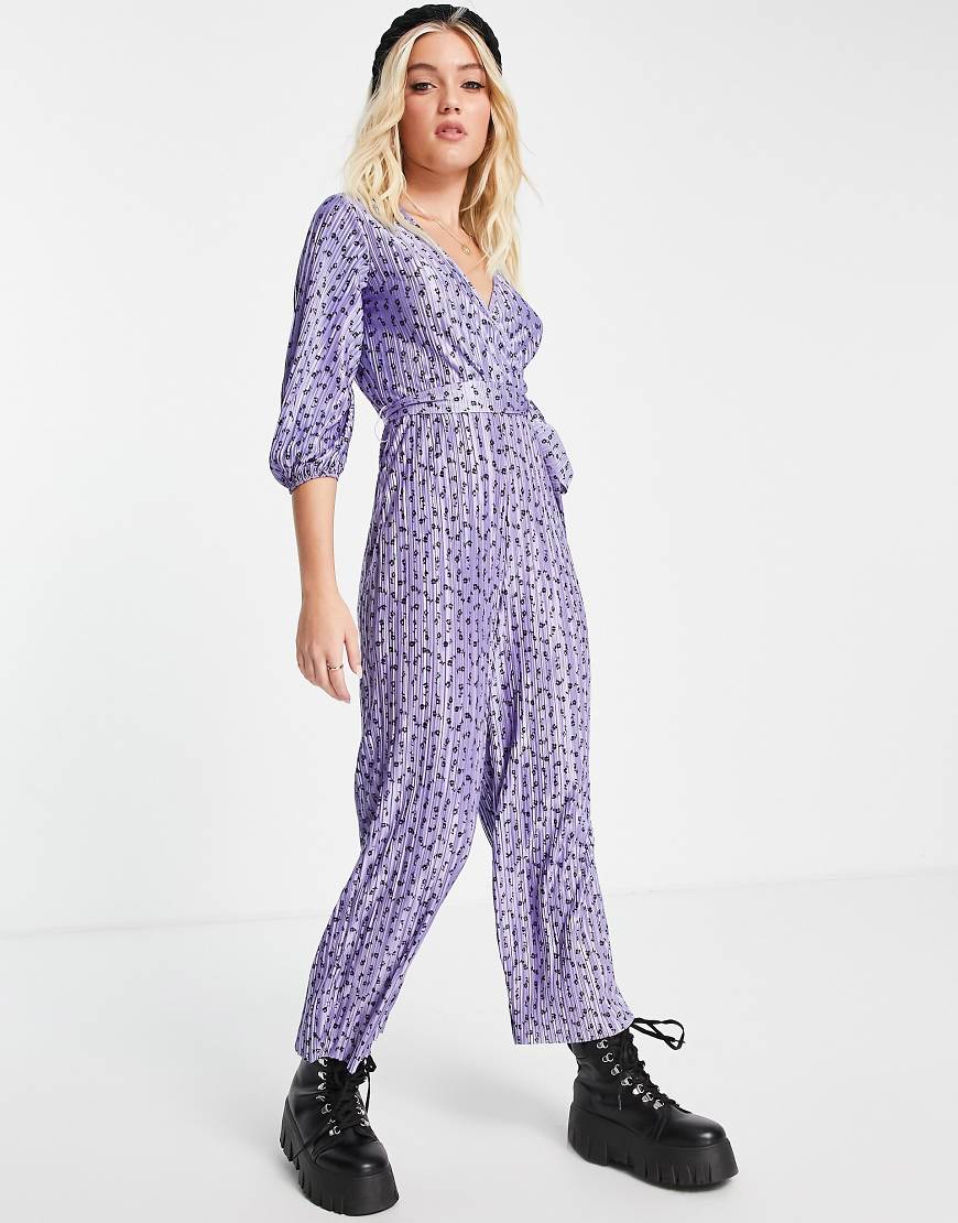 Asos Design Plisse Long Sleeve Tea Jumpsuit In Floral-multi | ModeSens Asos Design Plisse Long Sleeve Tea Jumpsuit In Floral-multi | ModeSens