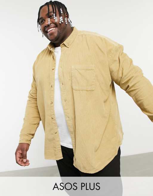 Asos Design Plus Oversize Cordhemd Im 90er Jahre Look In Hellbraun Asos