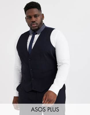 ASOS DESIGN Plus suit skinny suit vest in navy | ASOS