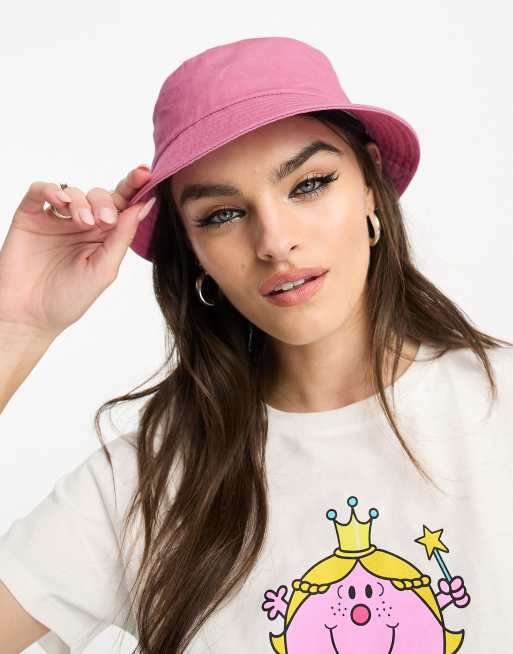 ASOS DESIGN P ocienny kapelusz typu bucket w spranym ro owym kolorze
