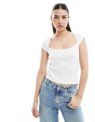 ASOS DESIGN pointelle sweetheart top in red | ASOS