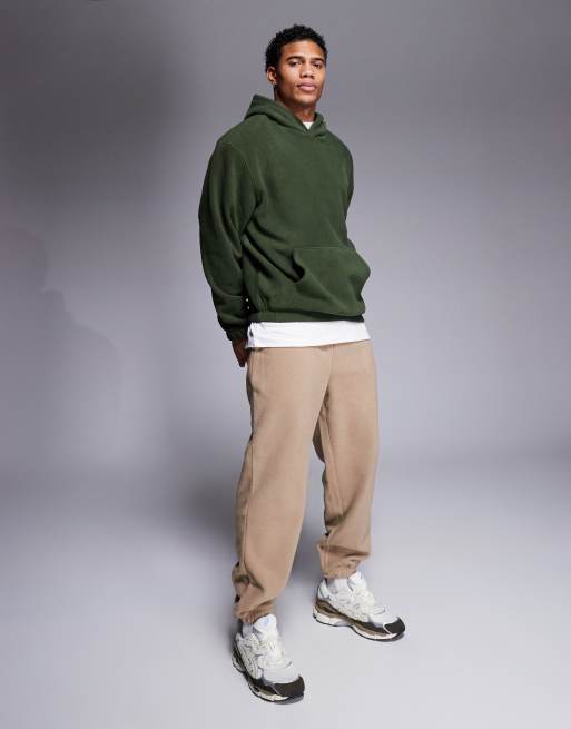 ASOS DESIGN polar fleece hoodie in green | ASOS