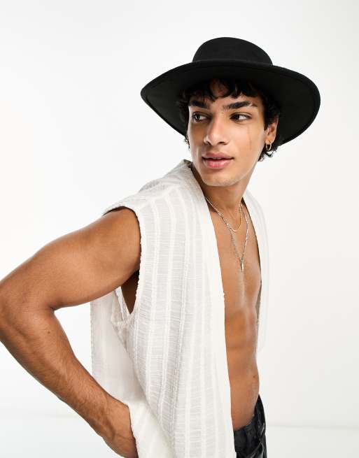 ASOS DESIGN polyester fedora hat with band in black | ASOS