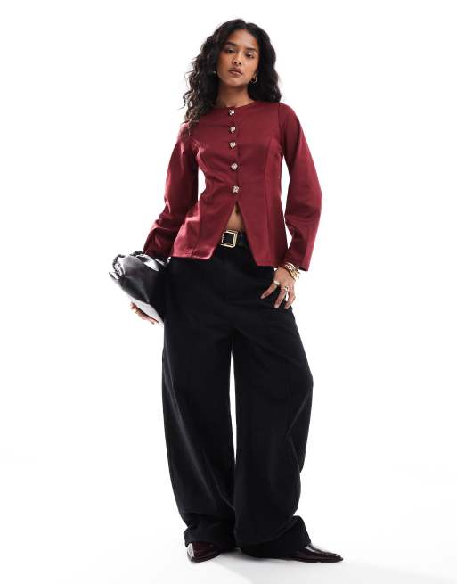 ASOS DESIGN ponte cardigan in burgundy | ASOS