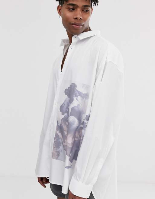 Asos Design Popeline Hemd Mit Print Extreme Oversize Passform Asos