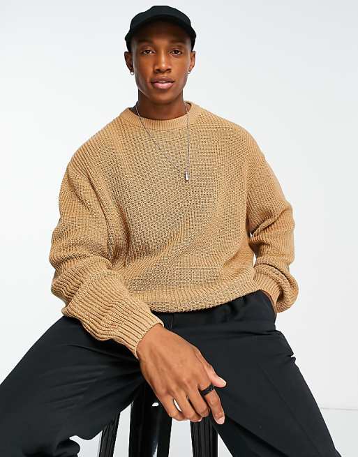 ASOS DESIGN – Prążkowany dzianinowy sweter oversize w kolorze ... ASOS DESIGN – Prążkowany dzianinowy sweter oversize w kolorze ...