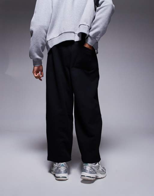 ASOS DESIGN premium heavyweight loose cropped trackies 400gsm in black ...
