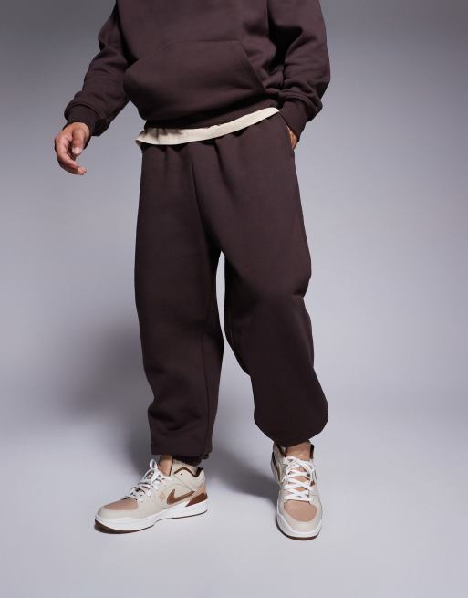 ASOS DESIGN premium heavyweight oversized trackies 400gsm in brown | ASOS