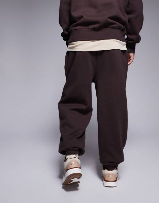 ASOS DESIGN premium heavyweight oversized trackies 400gsm in brown | ASOS