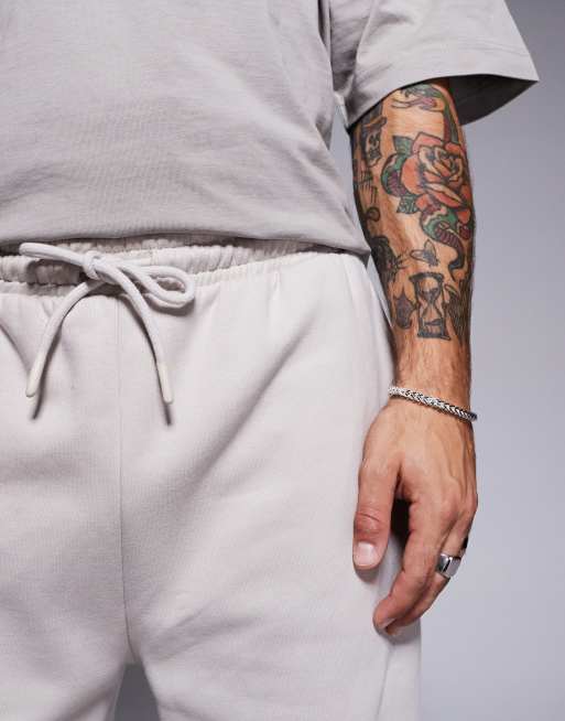ASOS DESIGN premium heavyweight tapered trackies 400gsm in light grey ...