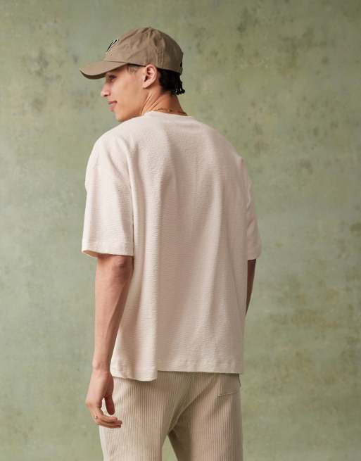 ASOS DESIGN Premium oversized T-shirt in cream texture | ASOS