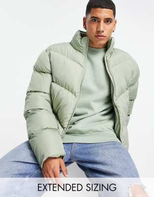 ASOS DESIGN puffer jacket in green | ASOS