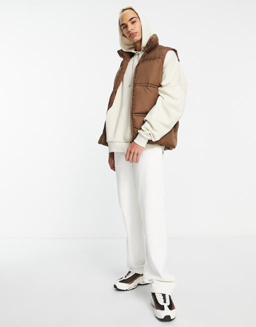 ASOS DESIGN puffer vest in brown | ASOS