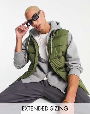 ASOS DESIGN puffer vest in khaki | ASOS
