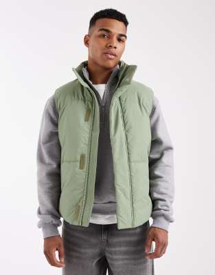 ASOS DESIGN puffer vest in sage green | ASOS