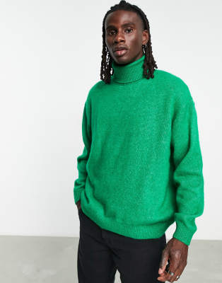 ASOS DESIGN - Pull col roulé en maille duveteuse - Vert clair | ASOS