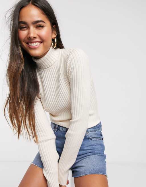 Asos Design Pull Col Roulé En Maille Fine Côtelée Asos