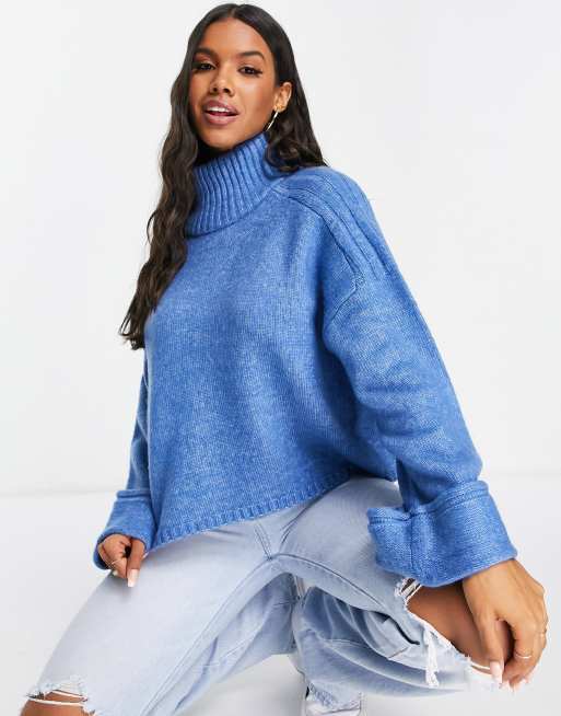 Asos Design Pull Coupe Carrée à Encolure Montante Et Revers Aux