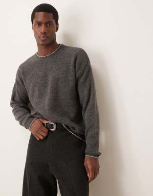 ASOS DESIGN - Pull décontracté en maille duveteuse avec points de feston contrastants ...