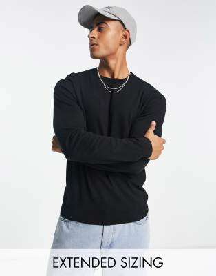 ASOS DESIGN - Pull en maille de coton - Noir | ASOS